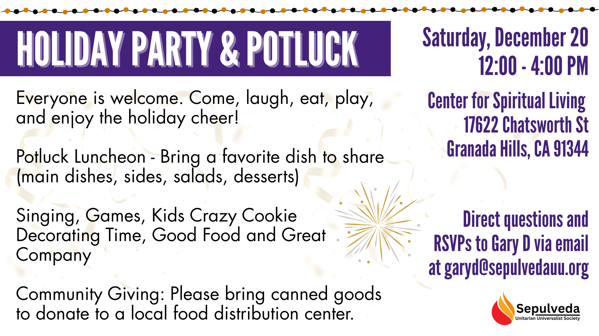 Holiday Party & Potluck (12/20) – SepulvedaUU